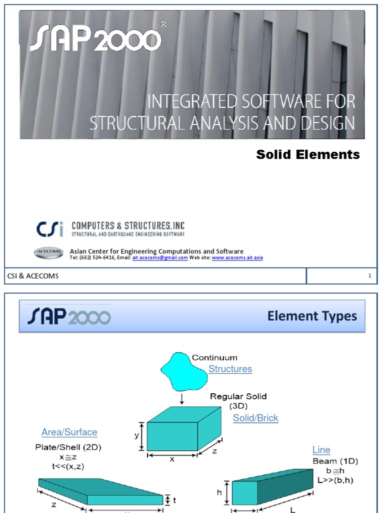 SAP2000 Presentation 200428 Solid Element | PDF | Bridge | Truss