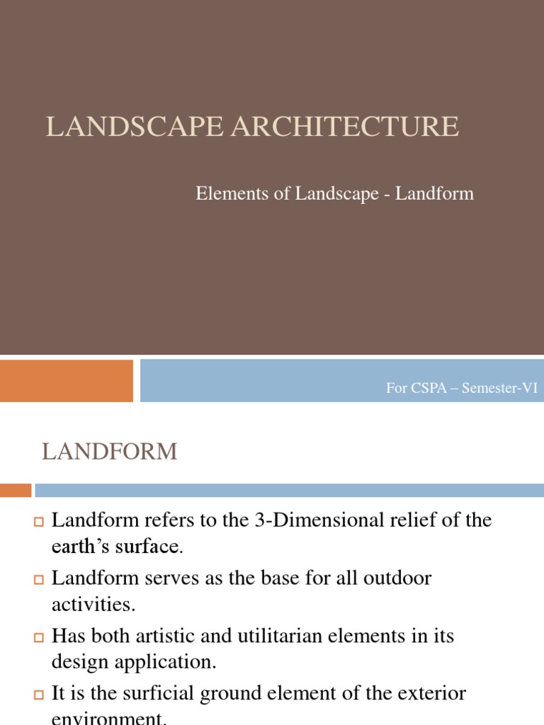 2.elements of Landscape - Landforms | PDF | Landscape | Contour Line