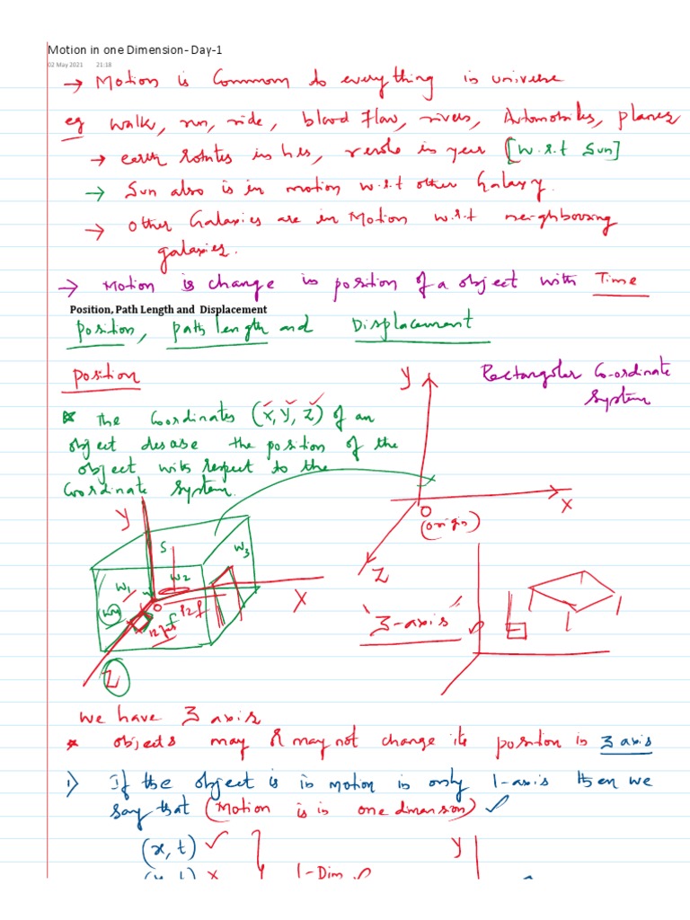 Motion in 1-D - Day-1 | PDF