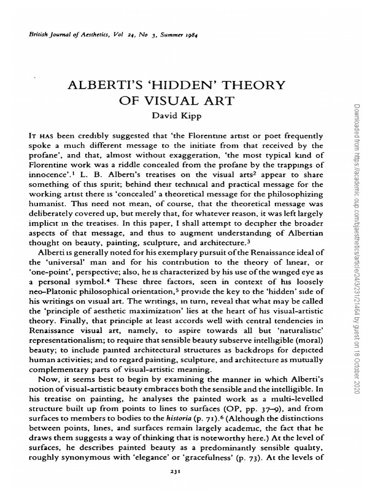 Alberti's 'Hidden' Theory of Visual Art | PDF | Beauty | Paintings