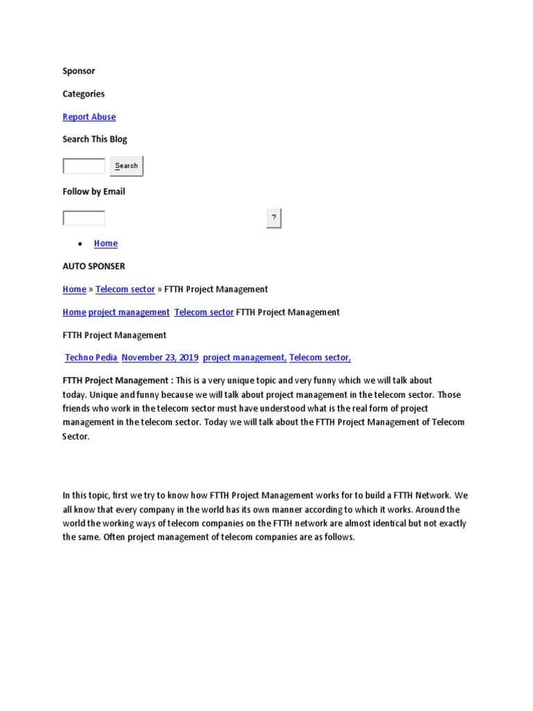 Best Practices for FTTH Project Management in the Telecom Sector ...
