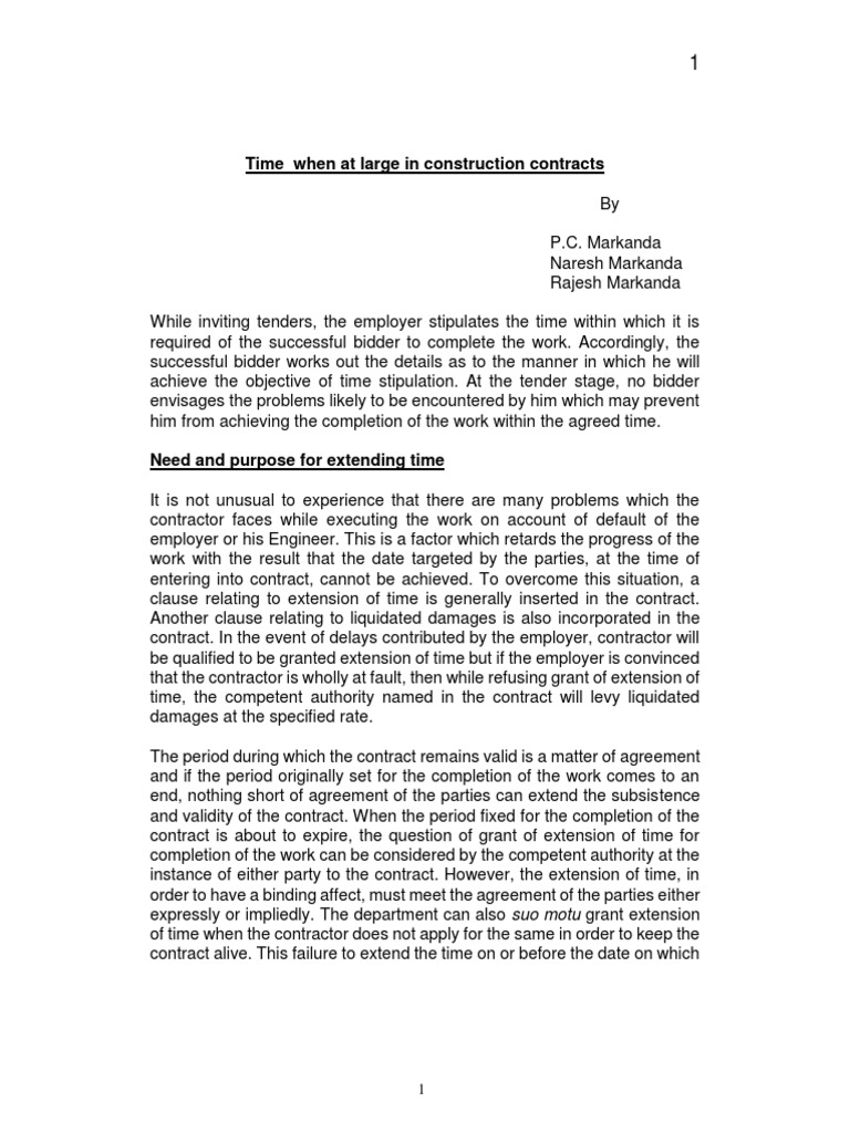 Time at Large | PDF | Liquidated Damages | Damages