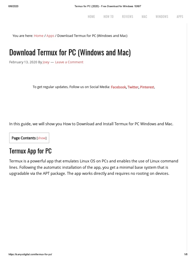 Termux For PC (2020) - Free Download For Windows 10 - 8 - 7 | PDF ...
