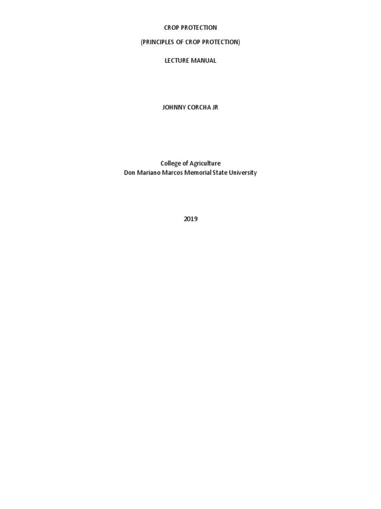 Crop Protection (Principles of Crop Protection) Lecture Manual | PDF ...