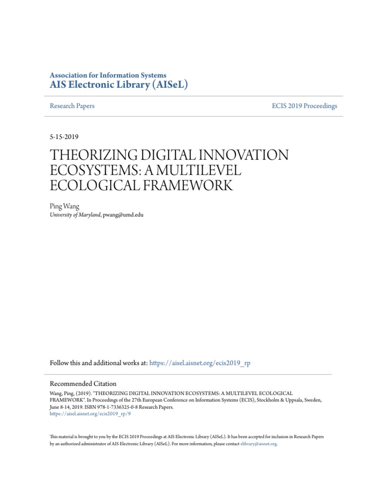 Theorizing Digital Innovation Ecosystems - A Multilevel Ecological ...