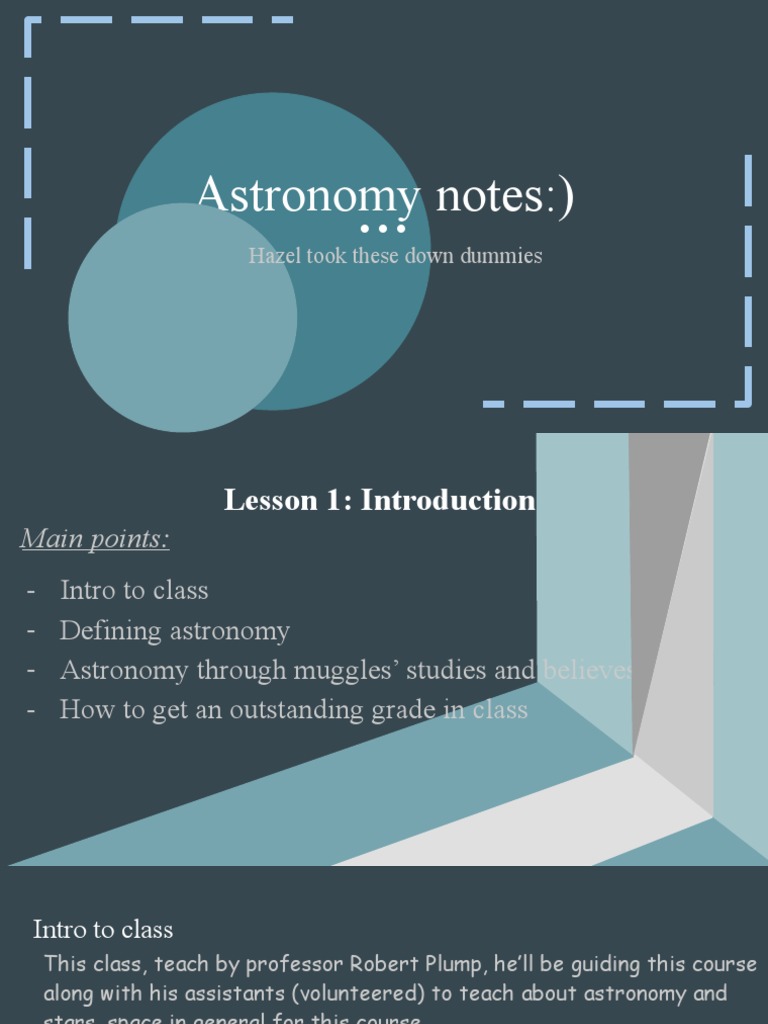Astronomy Notes Grade 9 | PDF | Science & Mathematics