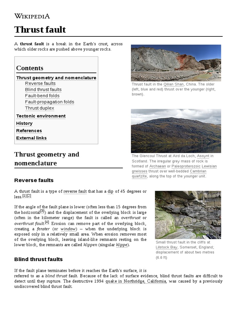Thrust Fault: Thrust Geometry and Nomenclature | Download Free PDF ...