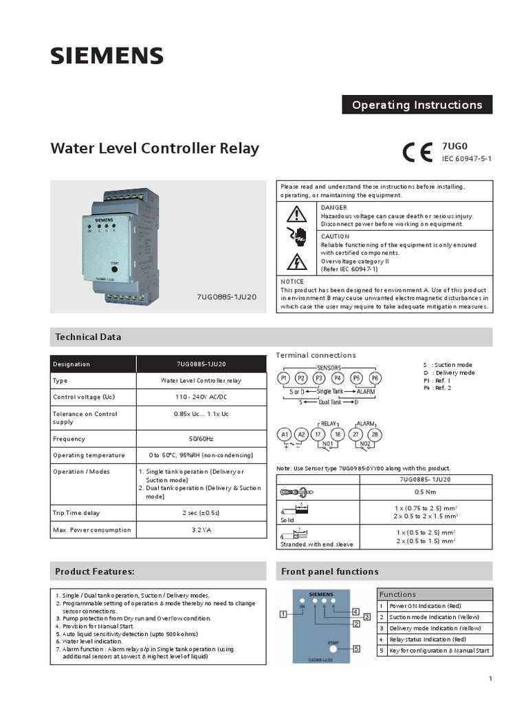 Seimens Water Level Control Relay | PDF | Waste Management | Relay