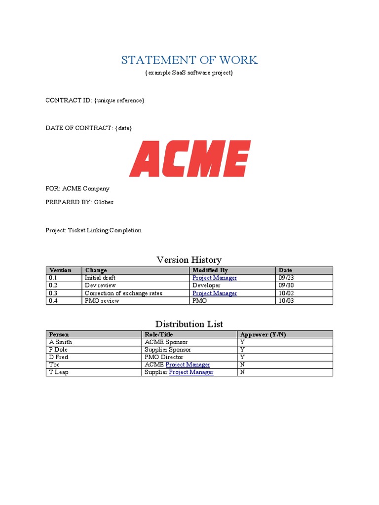 Sample Statement of Work | PDF | Computer Network | Internet