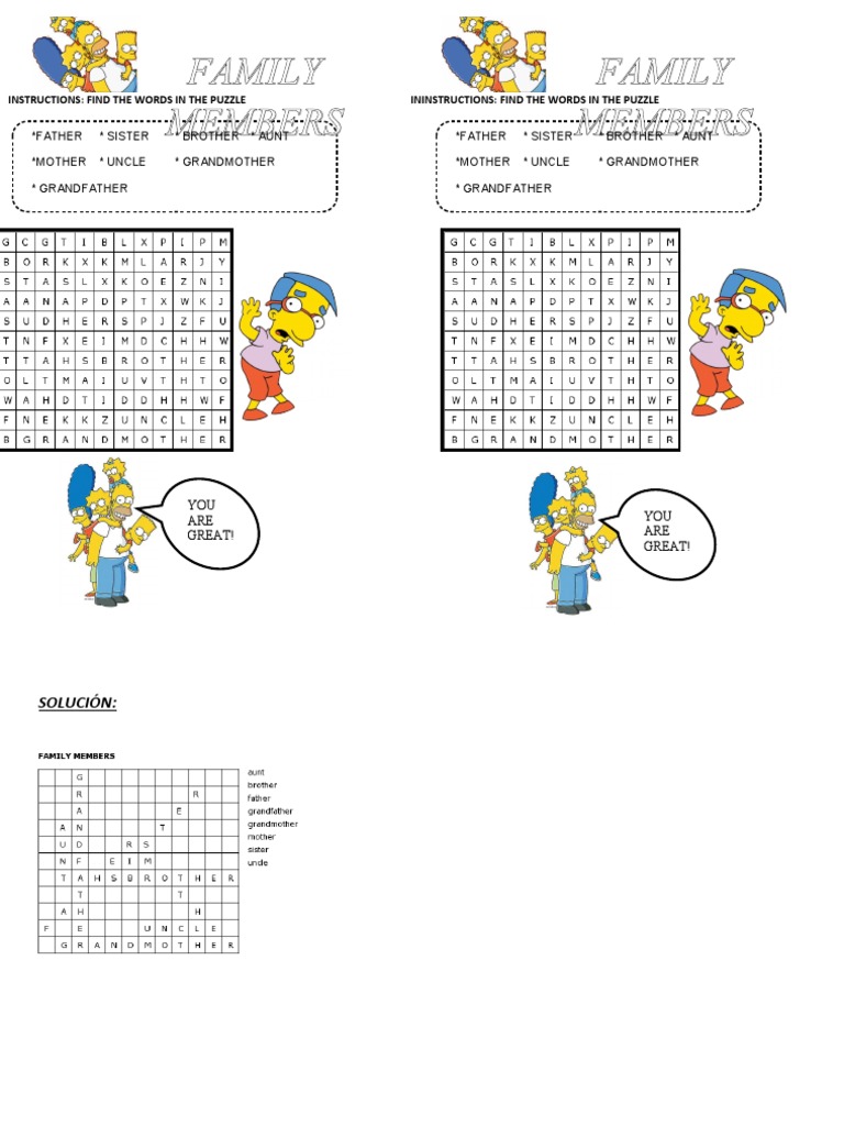 Family Members Word Search Puzzle | PDF