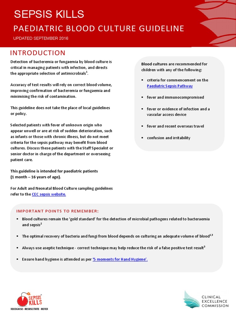 SEP Sepsis Kills: Paediatric Blood Culture Guideline | PDF ...