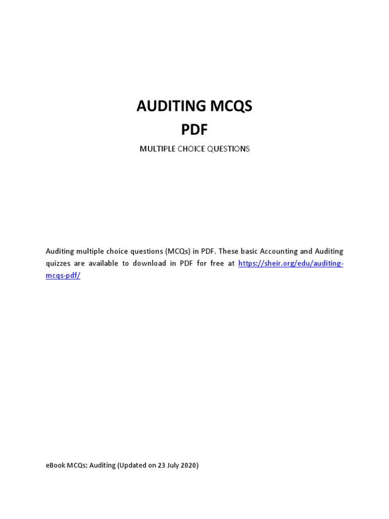 Auditing Mcqs PDF: Multiple Choice Questions | PDF