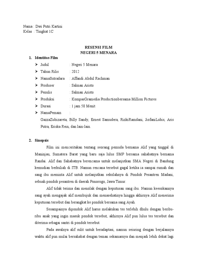 Resensi Film Negeri 5 Menara | PDF