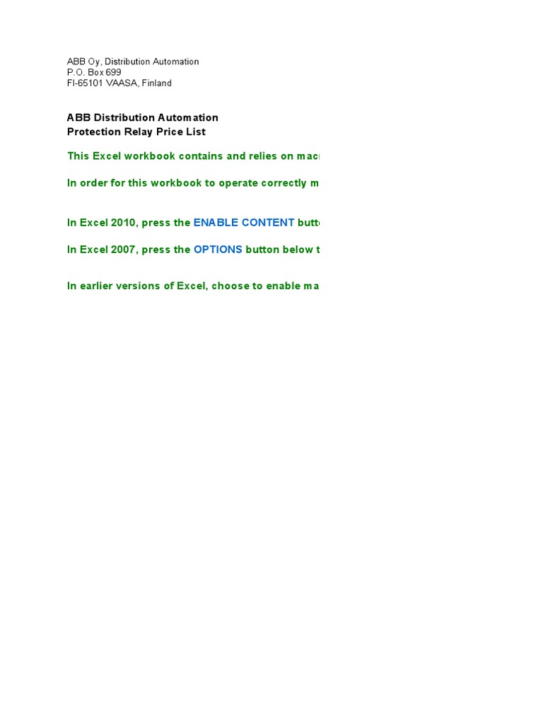 ABB Distribution Automation Protection Relay Price List | PDF ...