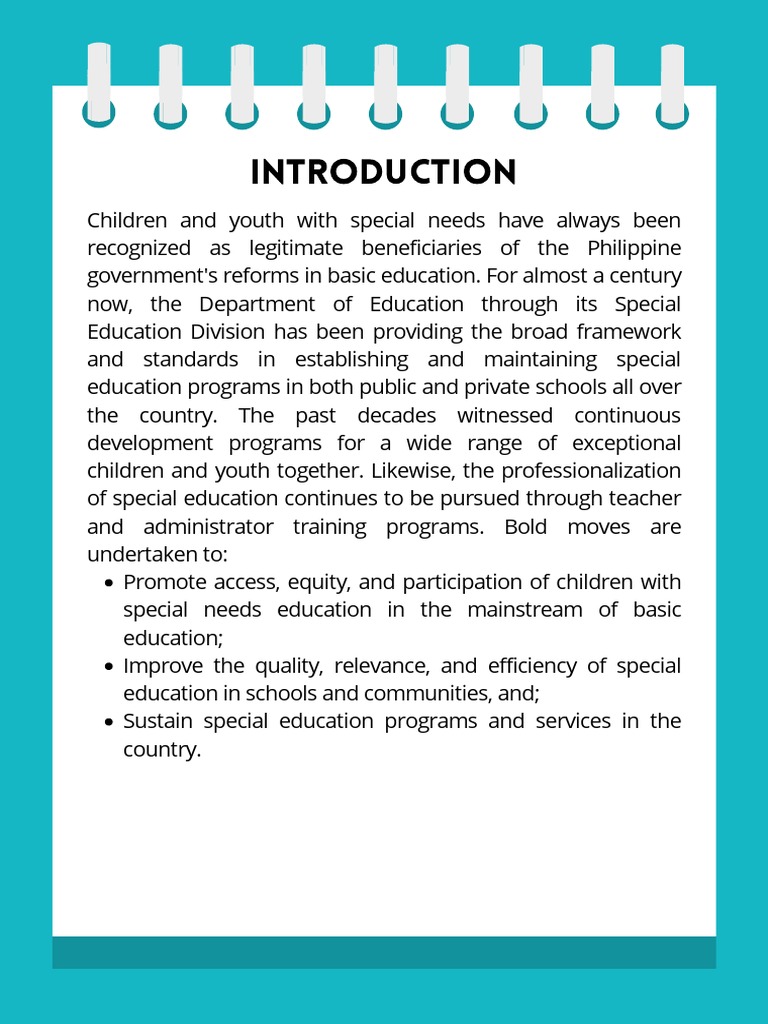 Introduction To Special Education | PDF | Special Education | Disability