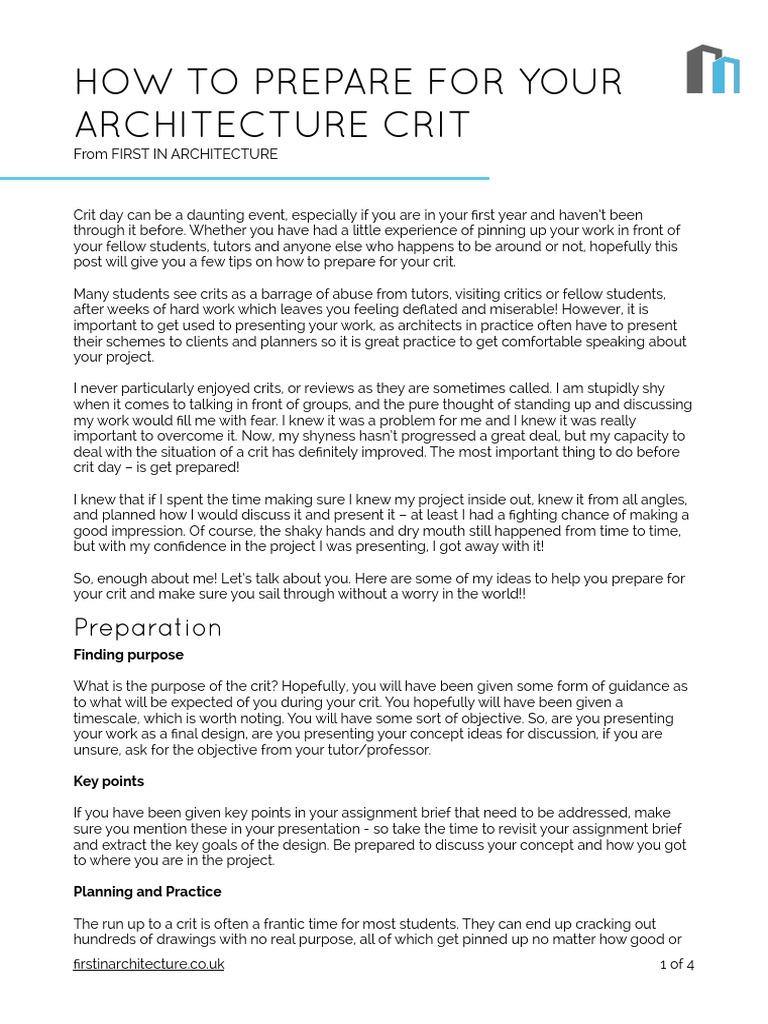 How To Prepare For Your Architecture Crit | PDF | Shyness | Motivation