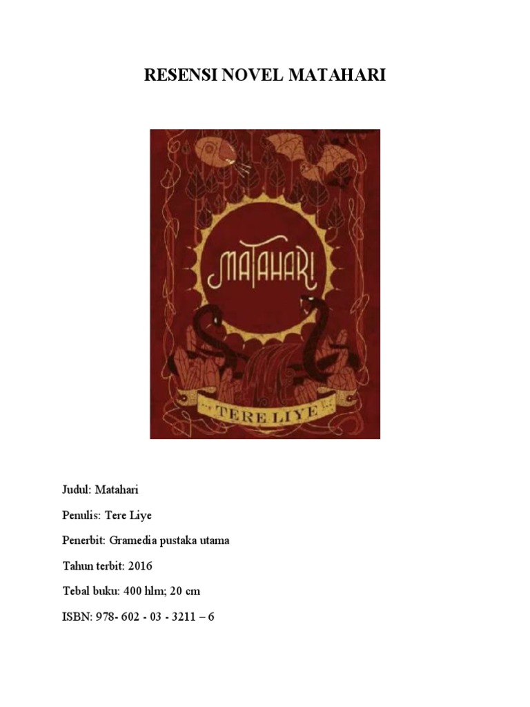 Resensi Novel Matahari | PDF | Fiksi Misteri, Thriller, & Kejahatan