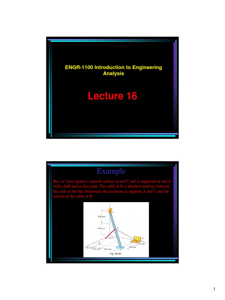 Example: ENGR-1100 Introduction To Engineering Analysis | PDF | Force | Algebra