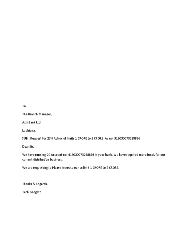 Request for CC Limit Increase to 2 Crore | PDF | Finance & Money Management