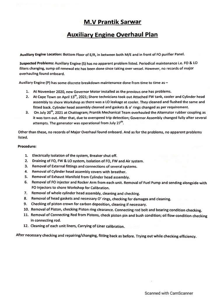 Overhauling Procedure AE | PDF