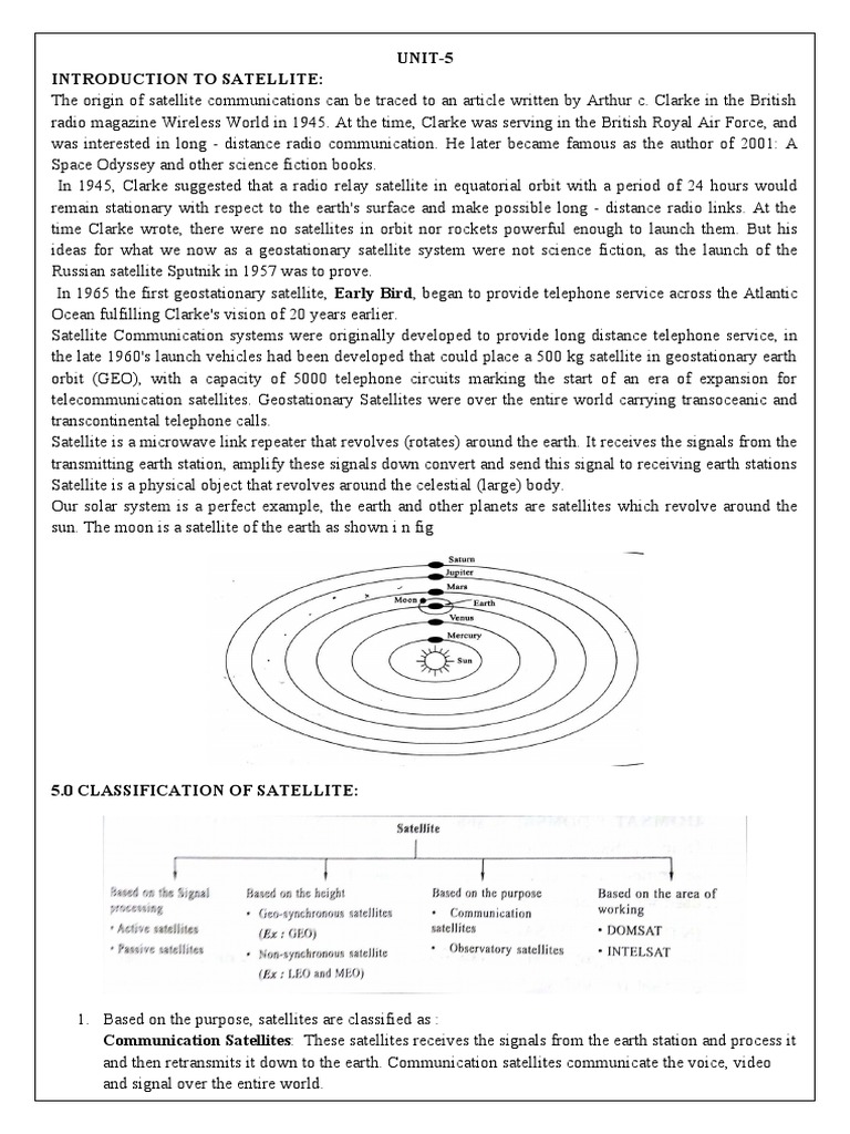UNIT-5 Introduction To Satellite | PDF | Communications Satellite ...