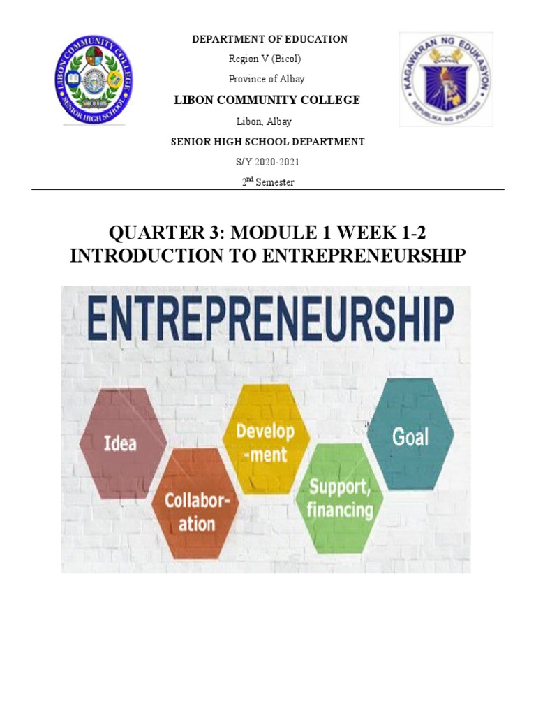 Introduction to Entrepreneurship Module | PDF | Entrepreneurship ...