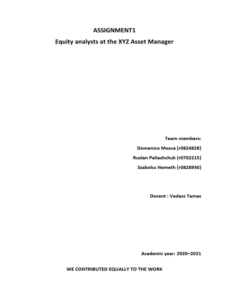 ASSIGNMENT1 Last Version | PDF | Modern Portfolio Theory | Risk Premium