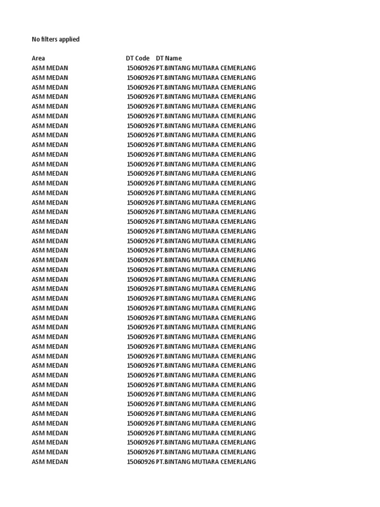 DT Code dan DT Name ASM Medan | PDF