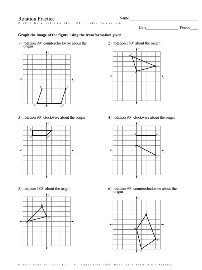 Rotation Practice: Graph The Image of The Figure Using The ...