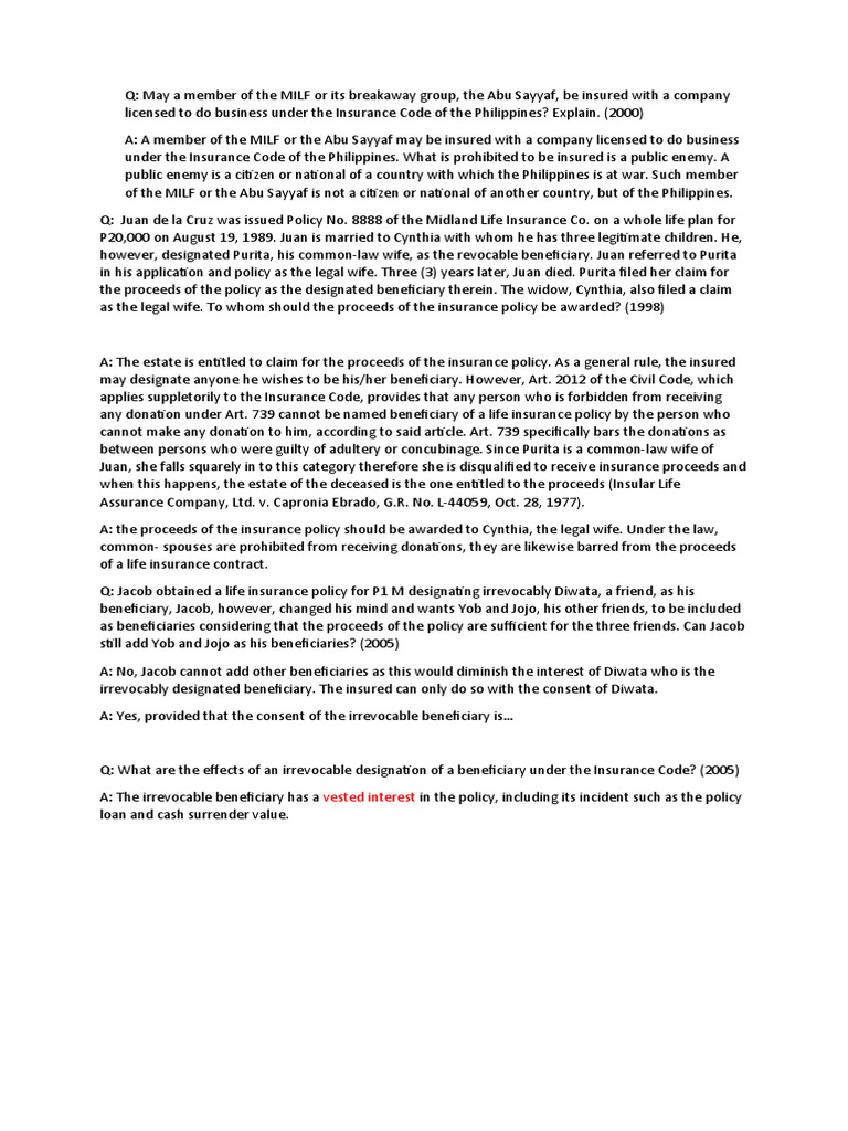 Insurance Midterms Reviewer | PDF | Insurance | Lease