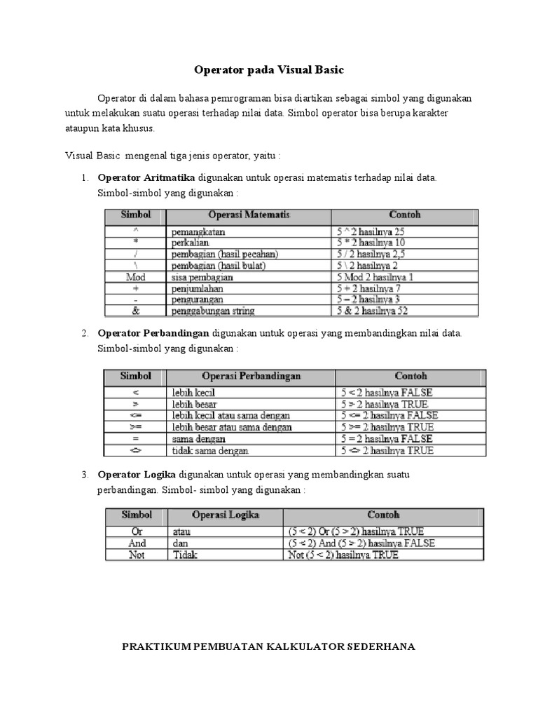 Praktikum Pembuatan Kalkulator Sederhana | PDF