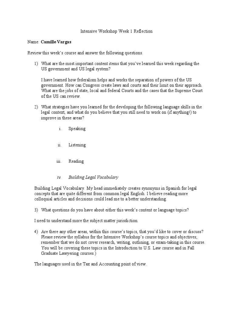 Week 1 Self Reflection | PDF