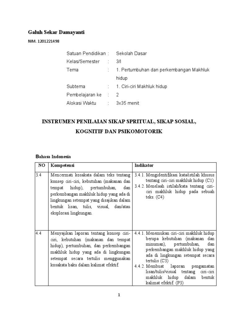 Instrumen Penilaian Afektif Kognitif Dan | PDF Instrumen Penilaian Afektif Kognitif Dan | PDF