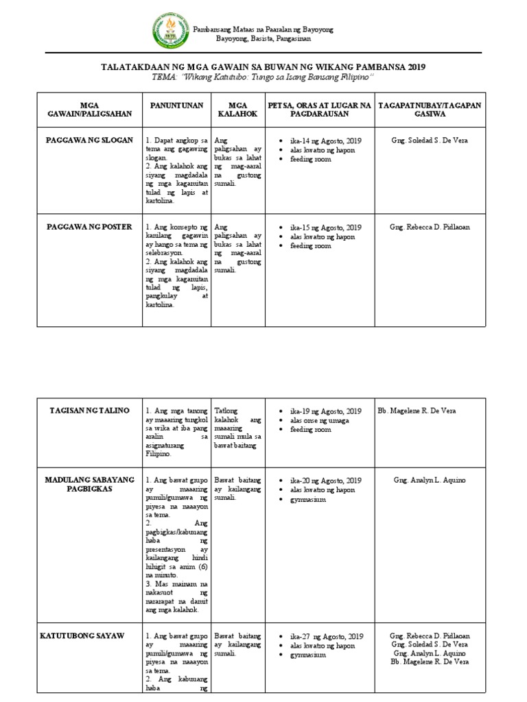 Buwan NG Wika Sample Proposal | PDF