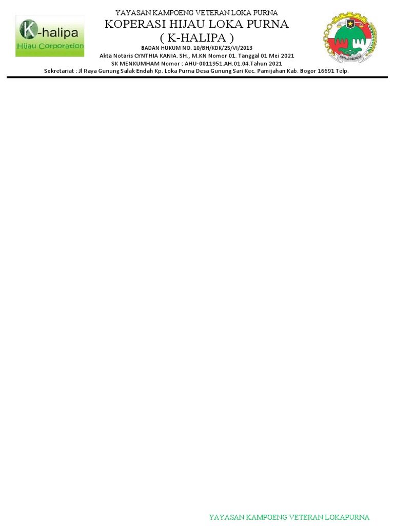 Kop Surat Koperasi K-Halipa New | PDF