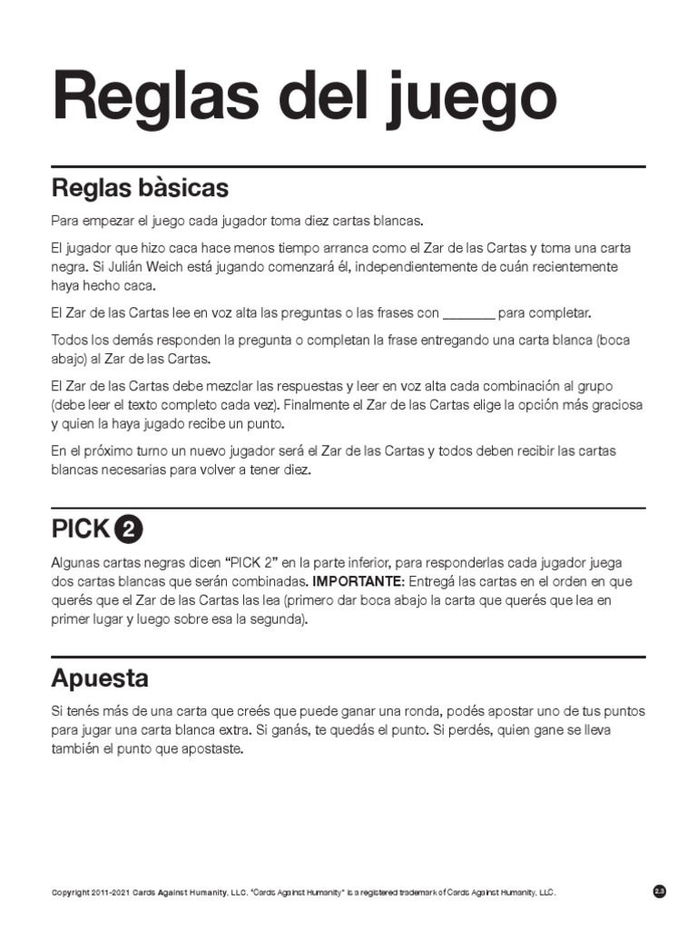 Cards Against Humanity Español | PDF