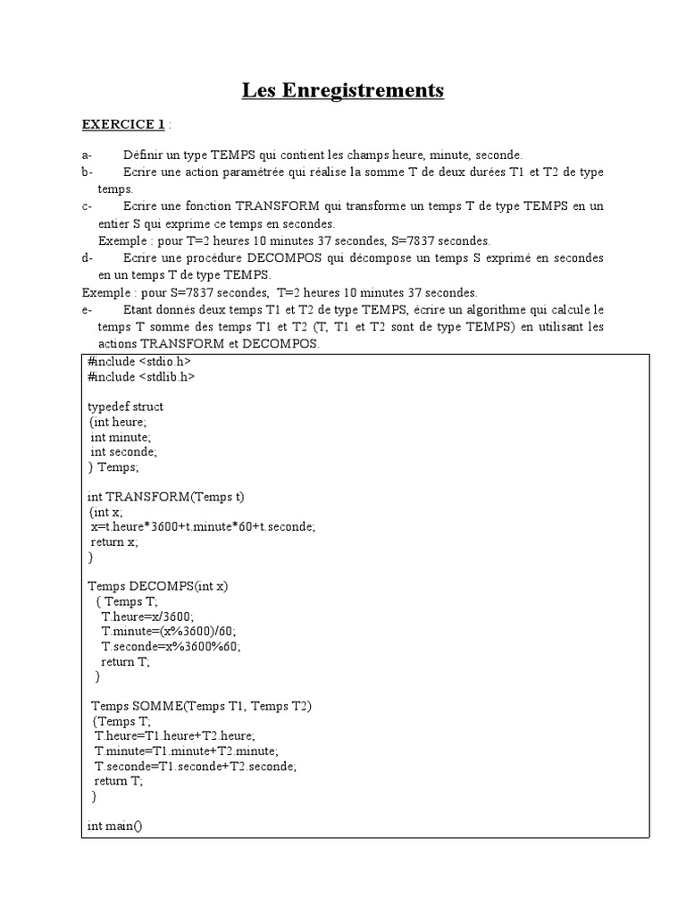 Enregistrements Et Fichiers Etudiant | PDF | Pointeur (programmation) | Fichier informatique