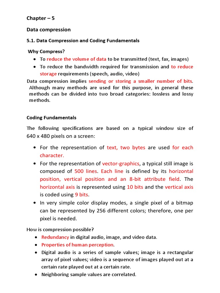 Chapter - 5 Data Compression | PDF | Data Compression | Video