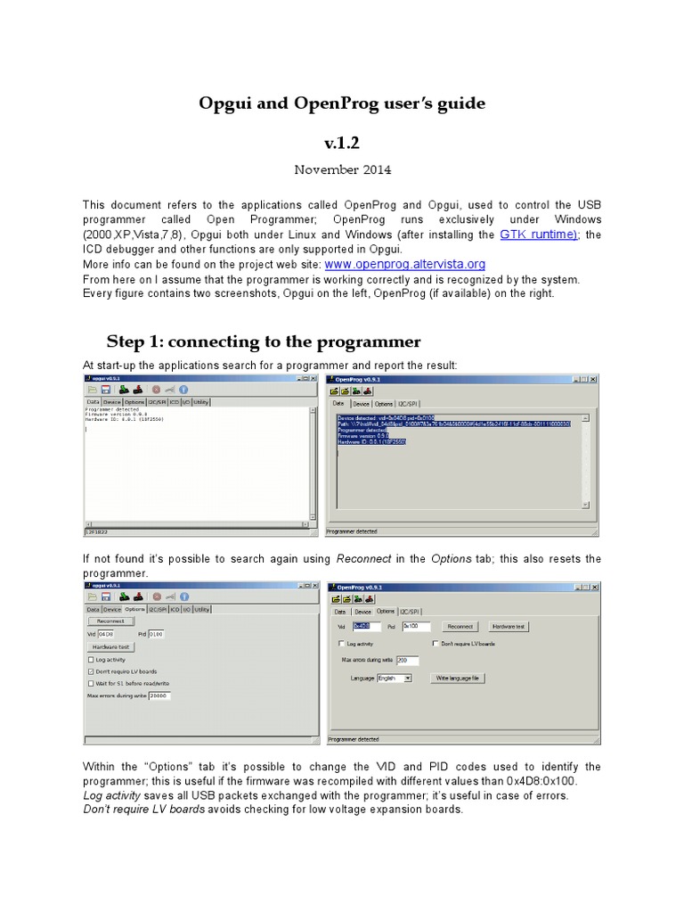 Opgui and Openprog User'S Guide V.1.2: November 2014 | PDF | Software Engineering | Computer Science