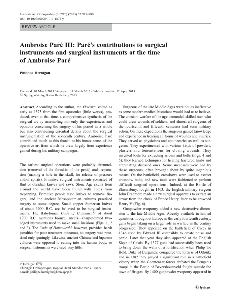 Ambroise Paré - III - Hernigou | PDF | Surgery | Babylonia
