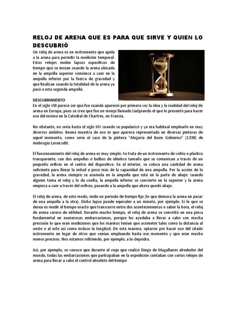 Historia y función del reloj de arena | PDF | Alquimia | Hora