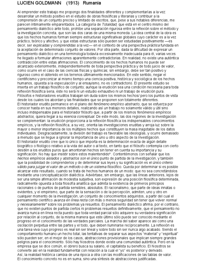 1913 Lucien Goldmann | PDF | Conocimiento | Dialéctico