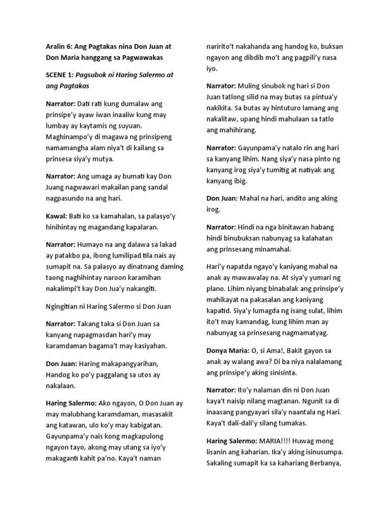 Ibong Adarna Aralin 6 Script (Socrates A.Y 2017-2018) | PDF