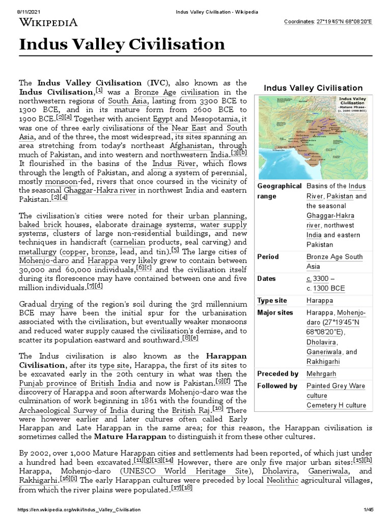 Indus Valley Civilisation | PDF | Archaeology