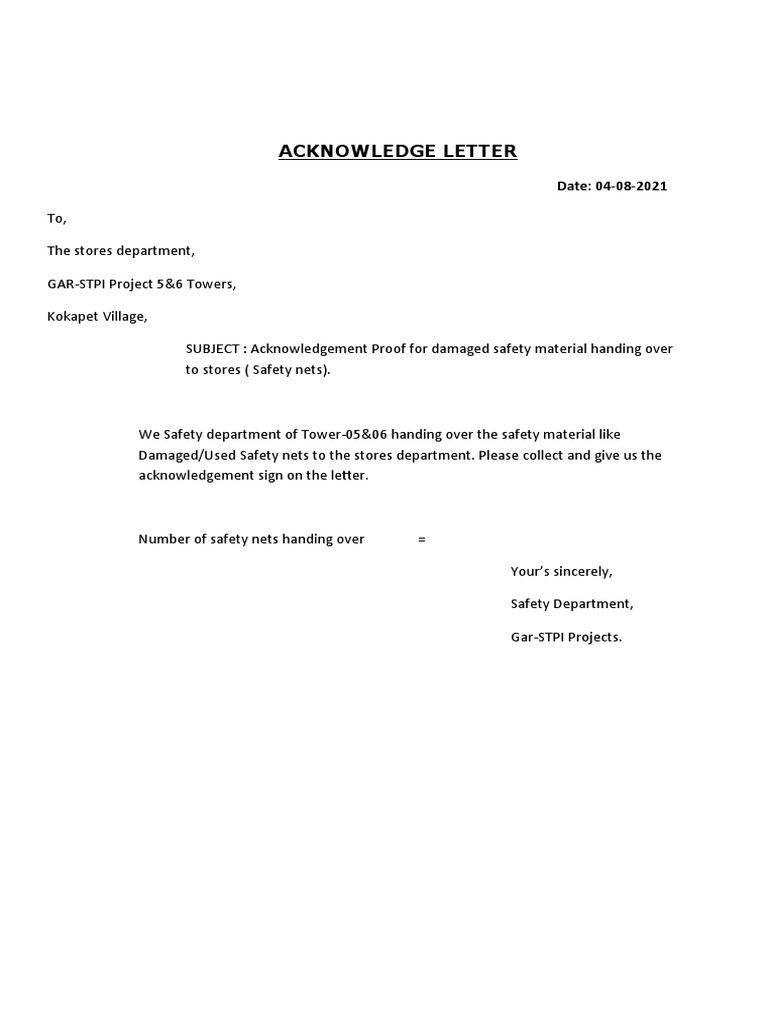 Acknowledge Letter | PDF