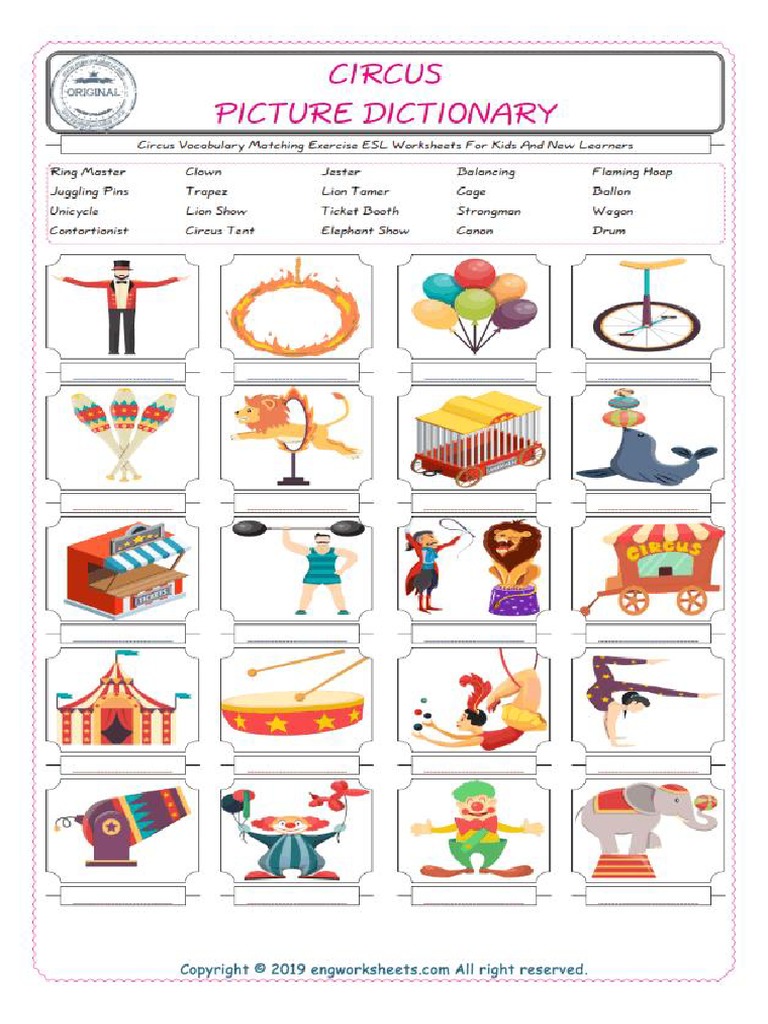 English Circus Vocabulary Exercise | PDF