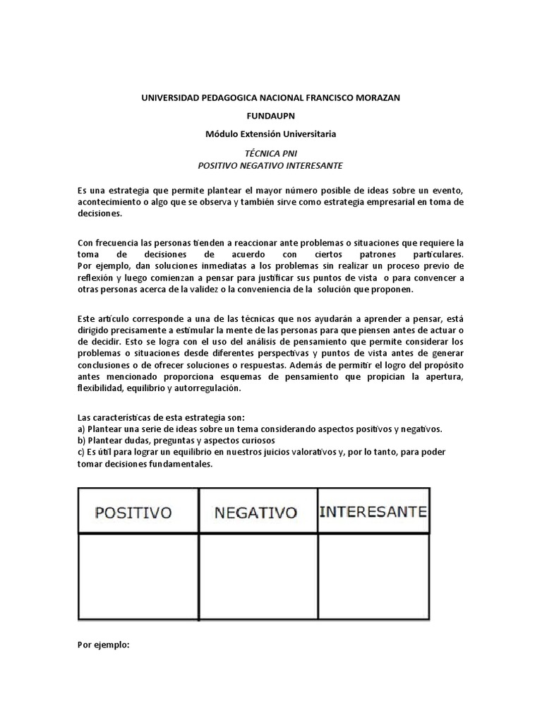 Estrategia PNI: Pensamiento Creativo | PDF | Cognición