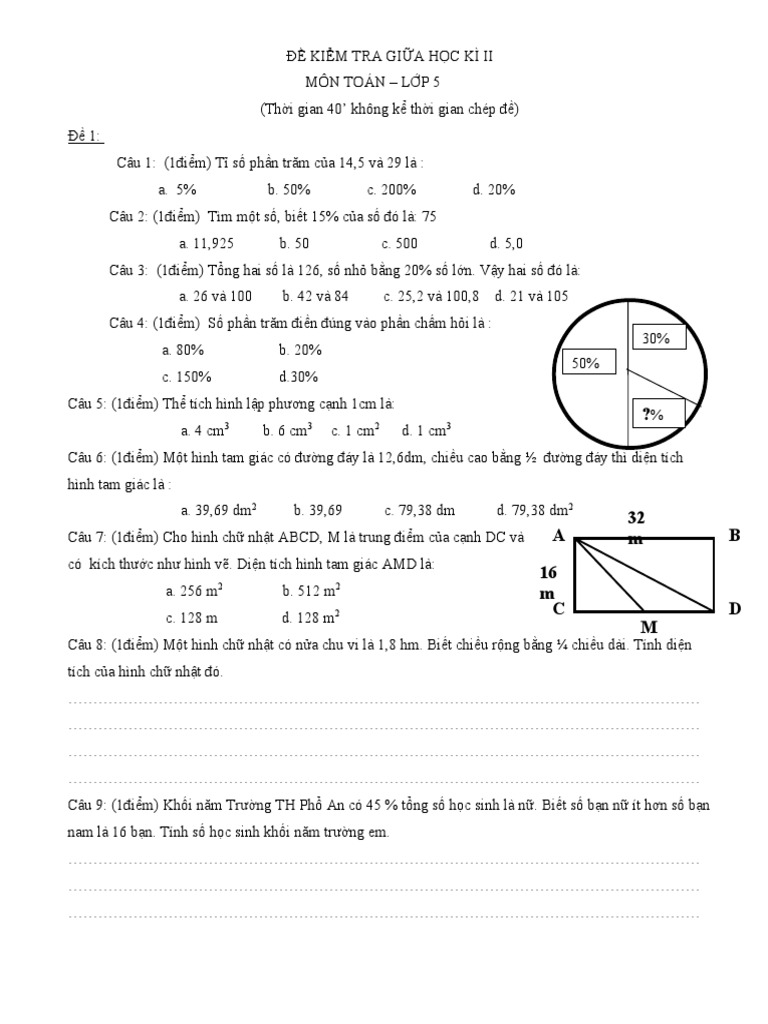 12 de Kiem Tra Giua Ki 2 Toan 5 | PDF