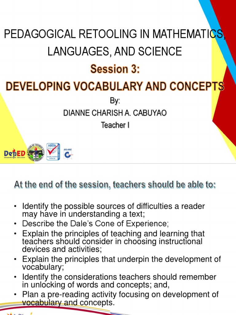 Developing Vocabulary and Concepts Dianne | PDF | Vocabulary | Concept