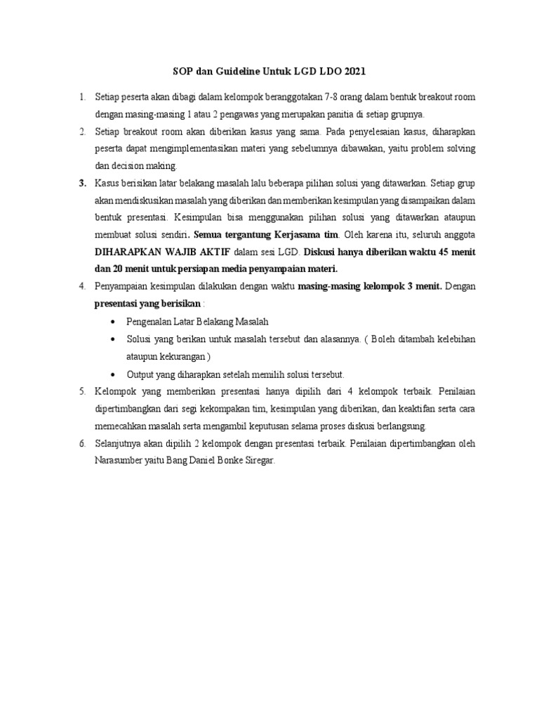 Sop LGD Ldo 2021 | PDF